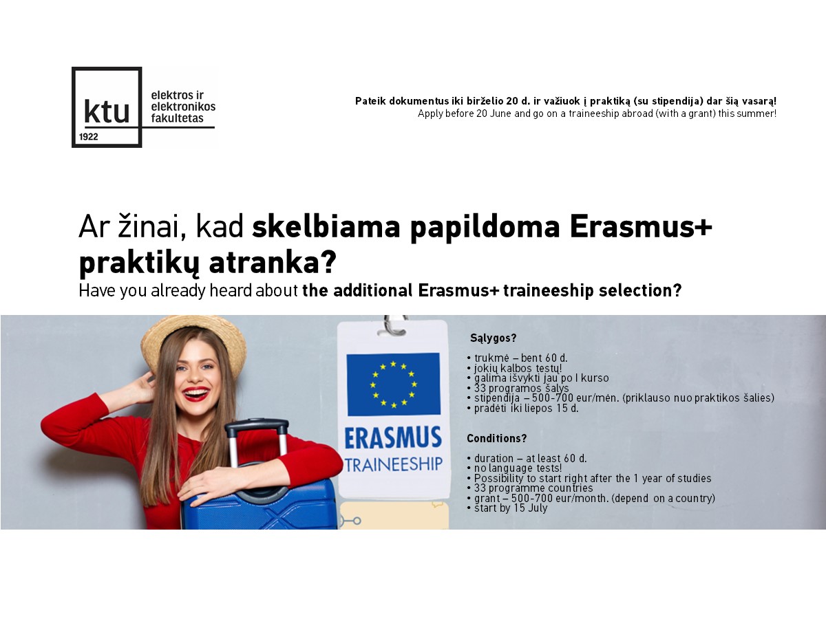 Additional Erasmus+ traineeship selection - Faculty of Electrical and ...